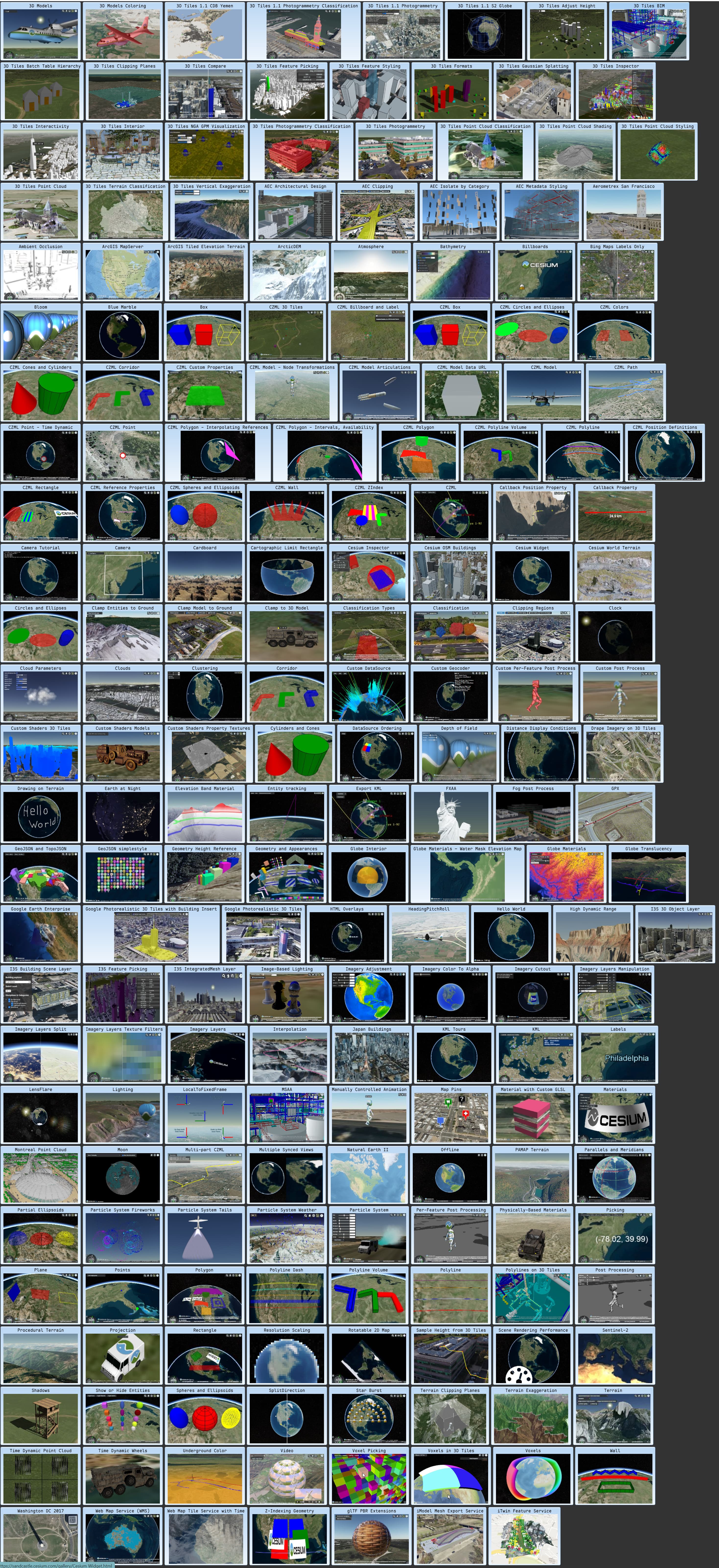 Cesium所有示例概览图 | GIS学习笔记